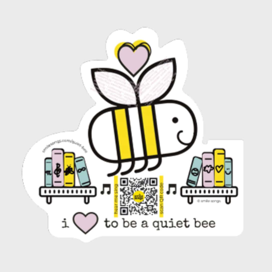 Quiet Bee - Smile Songs - book nerd gifts, musical die-cut sticker