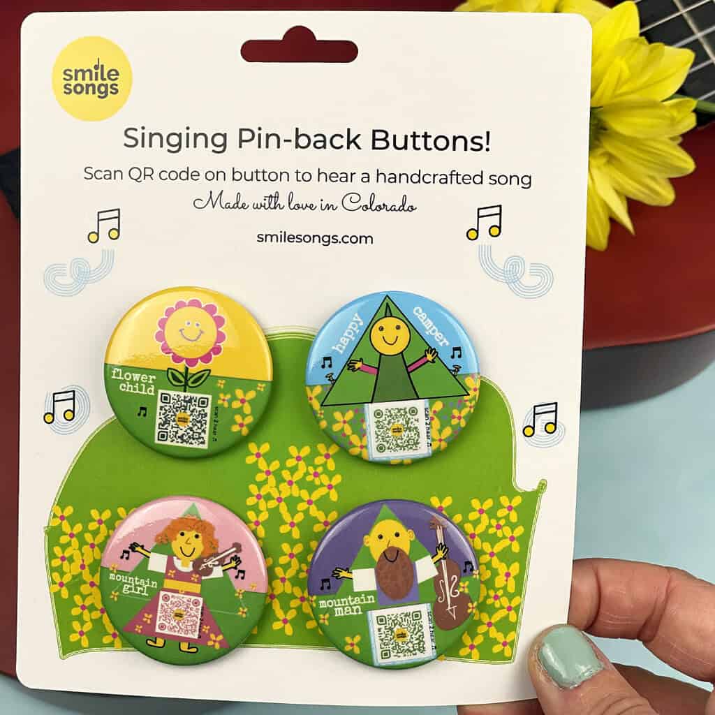 Nature Lovers Pin Back Button Set – QR code Singing Pins – Smile Songs